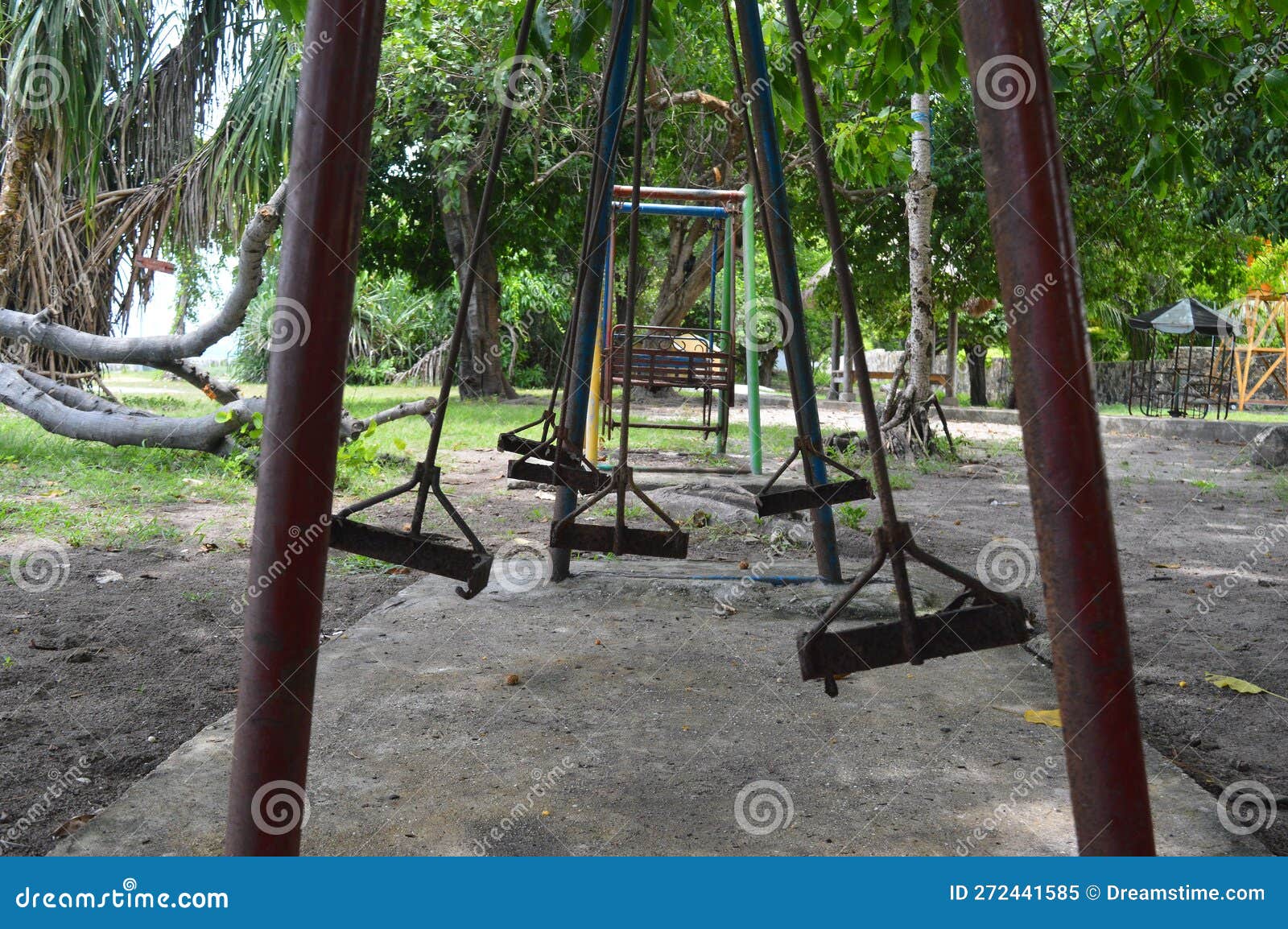Swings that are Damaged Due To Age and Rust. Stock Image - Image of ...