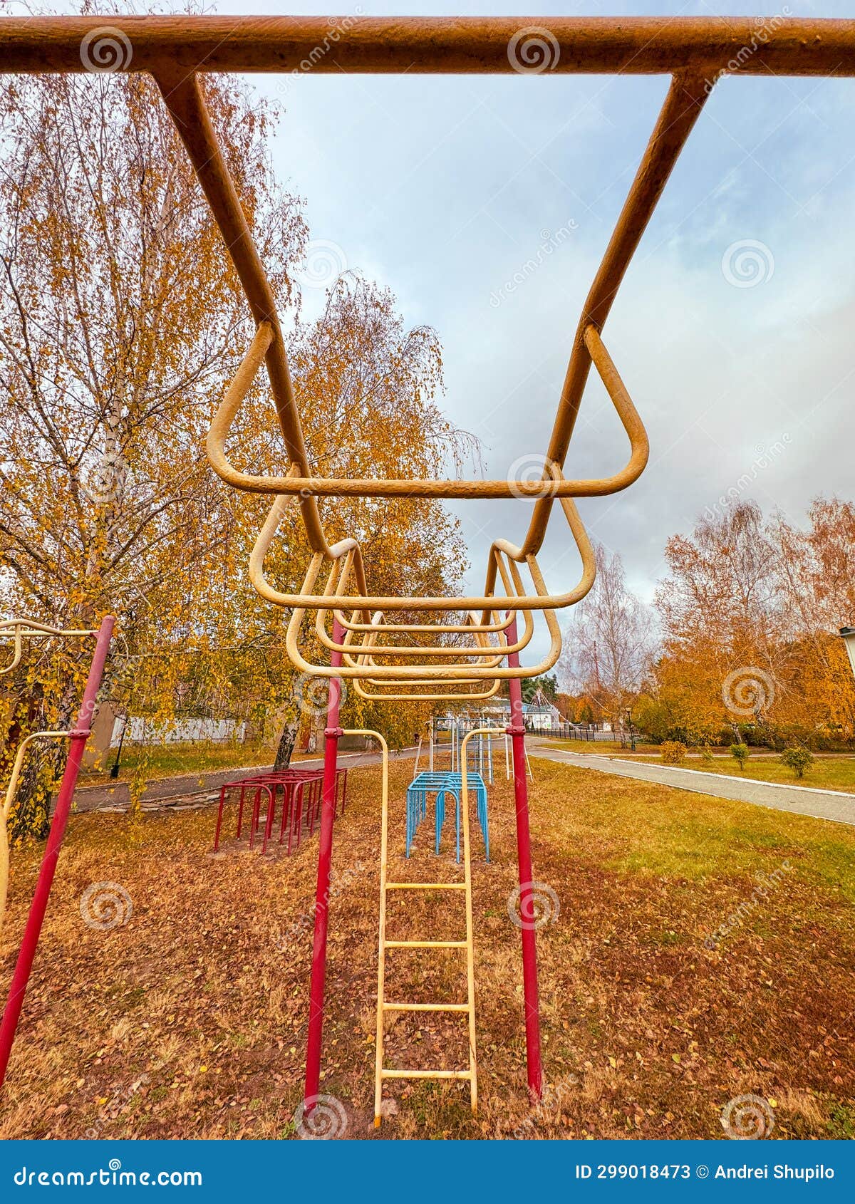 Swings on the Playground in Autumn Stock Image - Image of season, fall ...