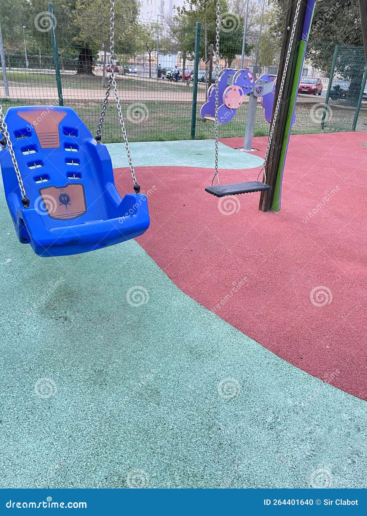 Swings Where Children Swing and Have Fun in the Park Stock Photo ...