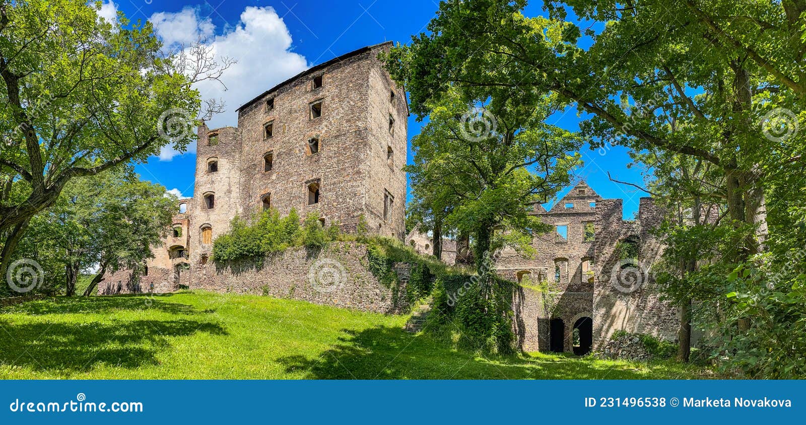 Swiny, Poland - August 08, 2021. Ruin of Swiny Castle in Poland in ...