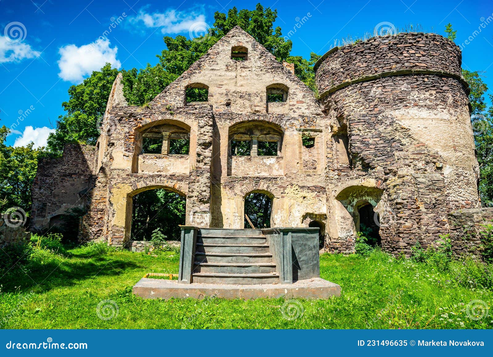 Swiny, Poland - August 08, 2021. Ruin of Swiny Castle in Poland in ...