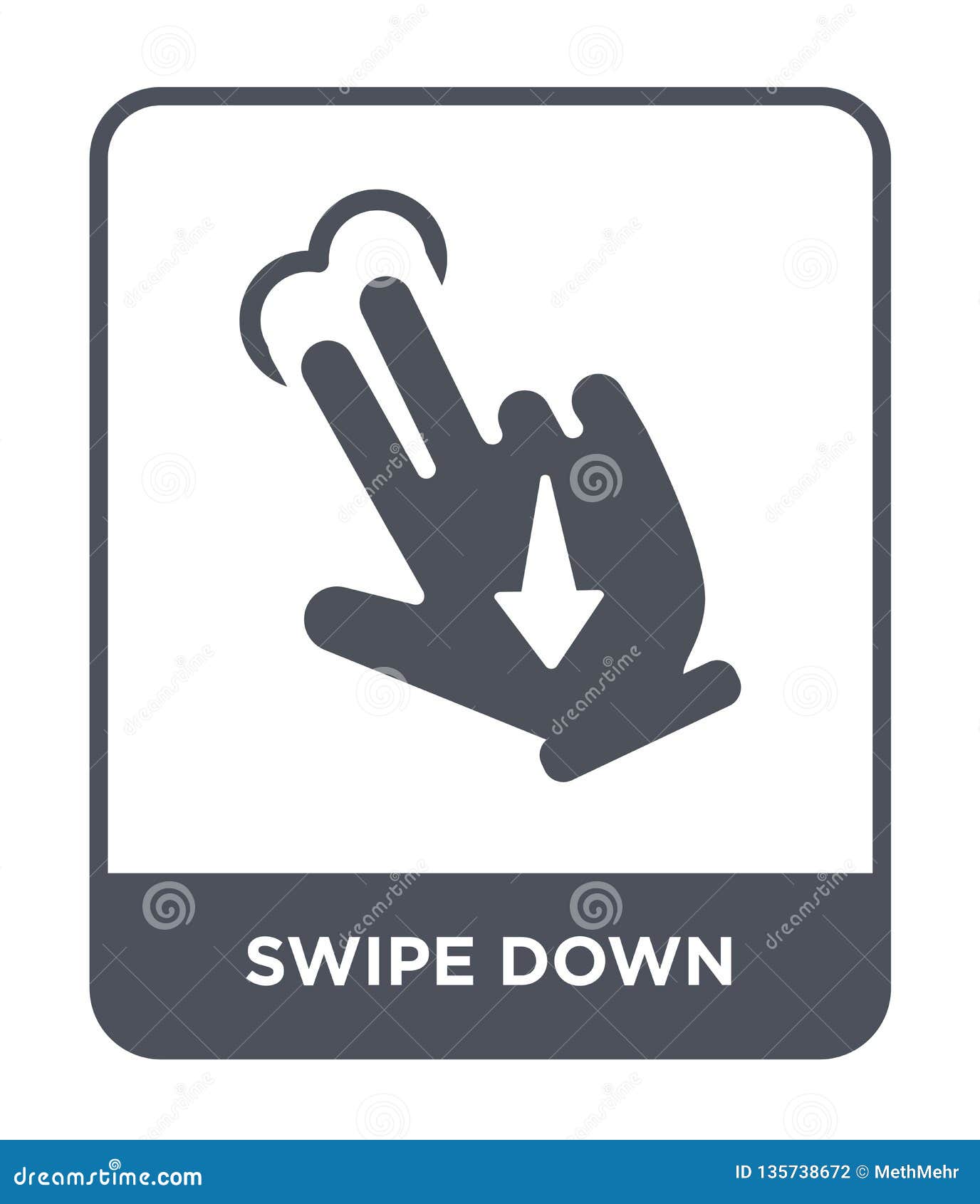 Swipe Down Icon in Trendy Design Style. Swipe Down Icon Isolated on ...