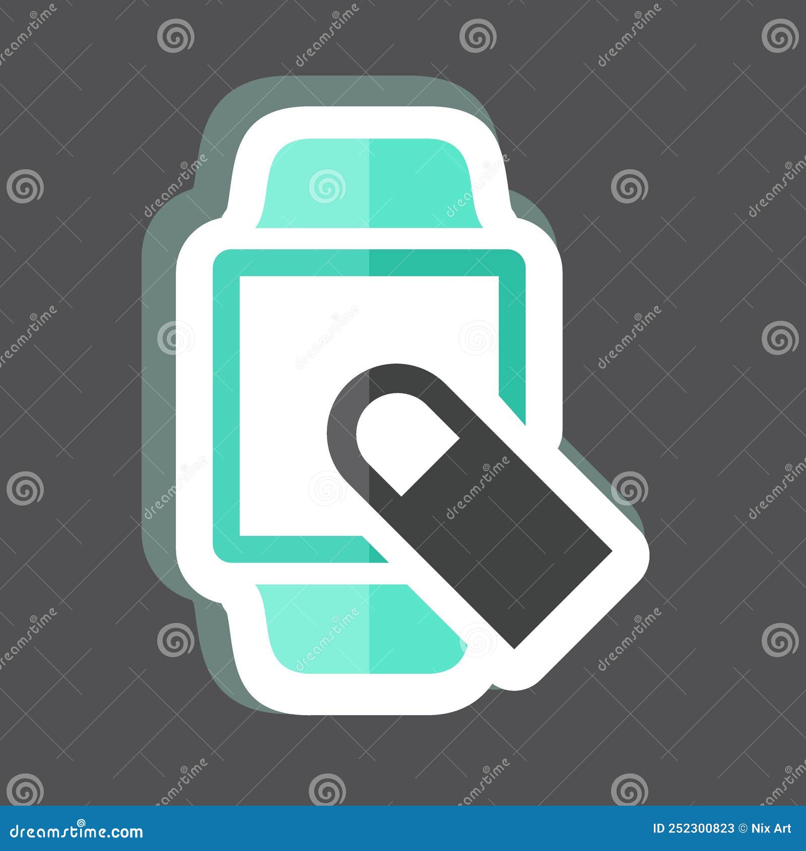 Swipe Finger Sticker In Trendy Isolated On Black Background Stock Image ...