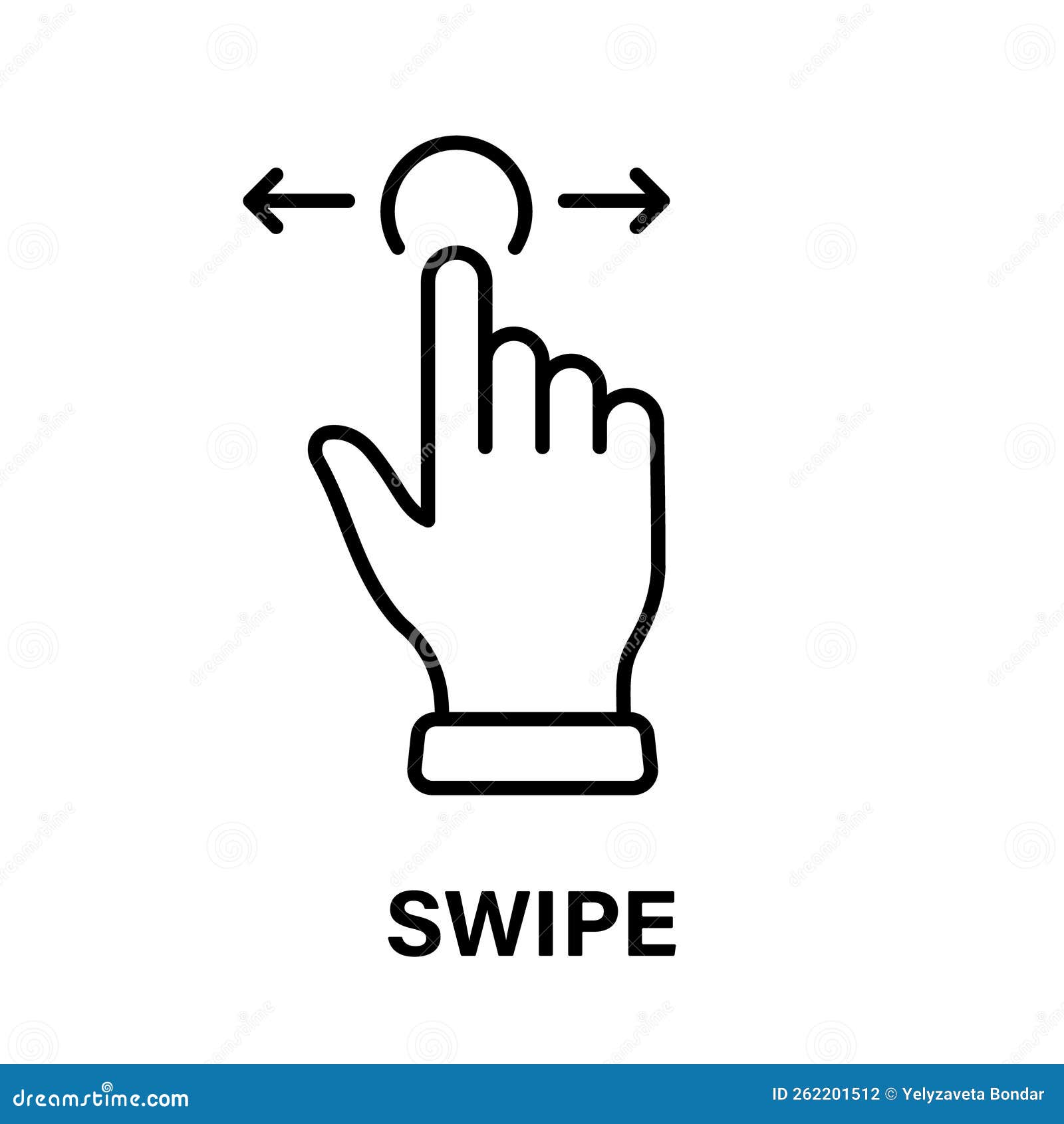 Swipe Gesture of Computer Mouse. Pointer Finger Black Line Icon. Cursor ...