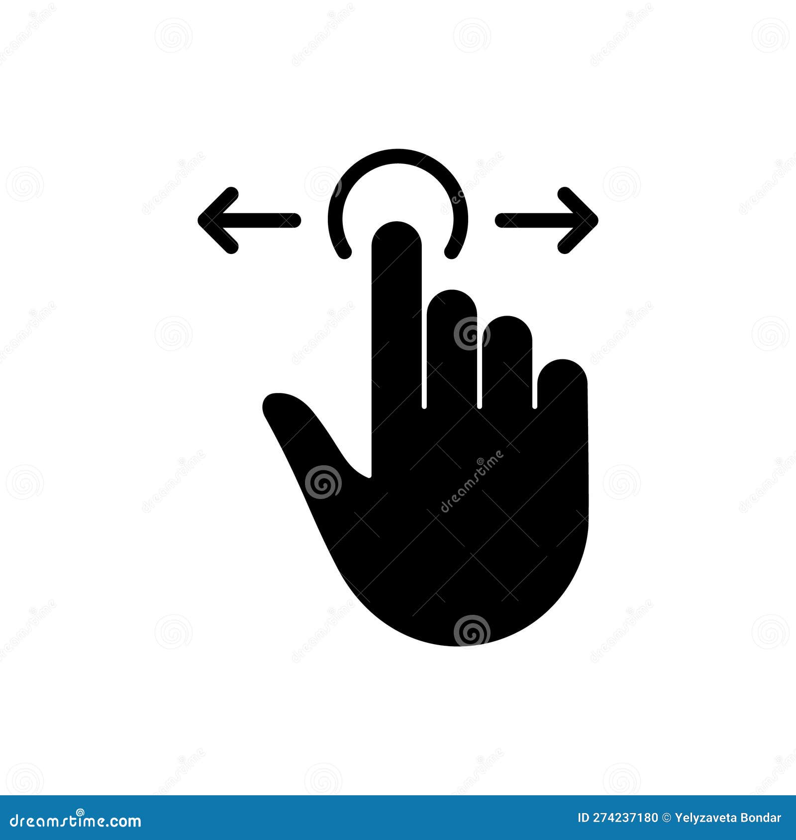 Swipe Gesture, Hand Cursor of Computer Mouse Black Silhouette Icon ...
