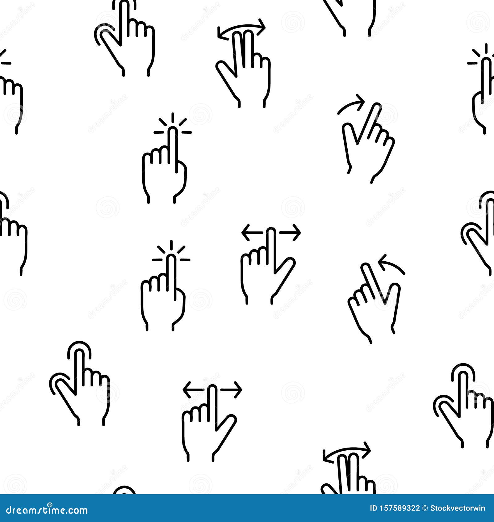 Swipe Gesture Touches Vector Seamless Pattern Stock Vector ...