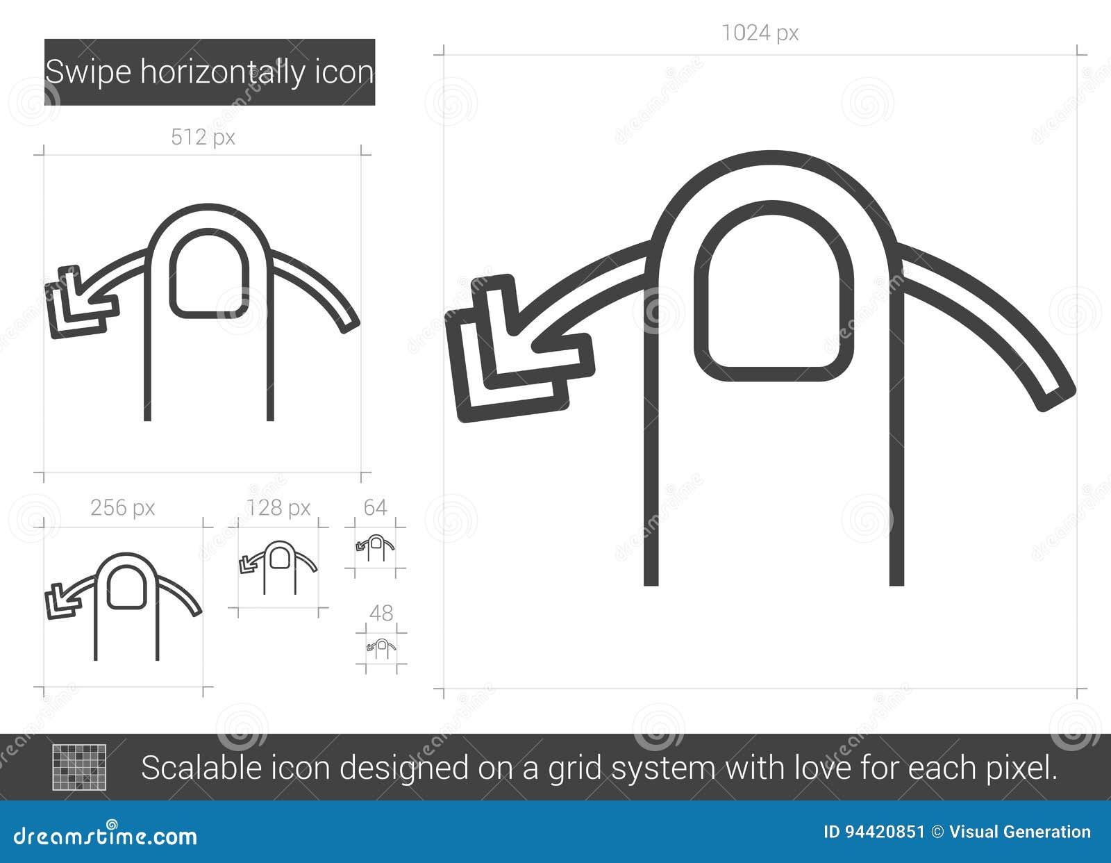 Swipe Horizontally Line Icon. Stock Vector - Illustration of graphic ...