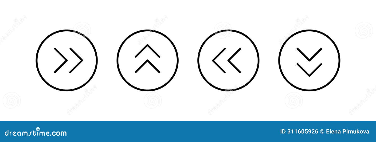 Swipe Icon Set. Arrow on Circle Button Symbol. Arrow Up, Down, Left ...