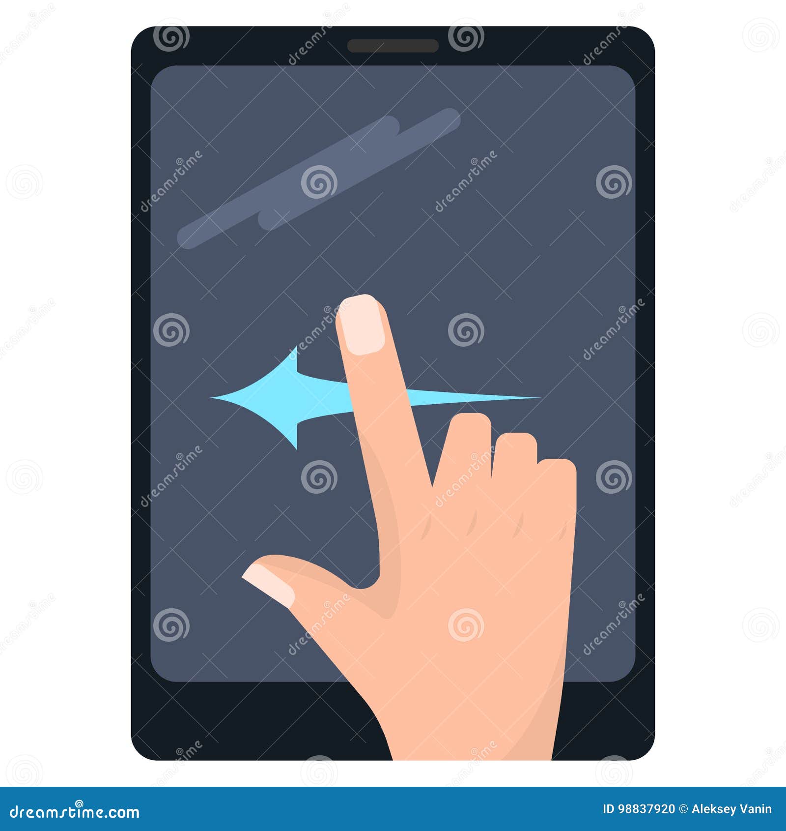 Swipe Left Touch Screen Gestures on Tablet Vector Illustration Stock ...