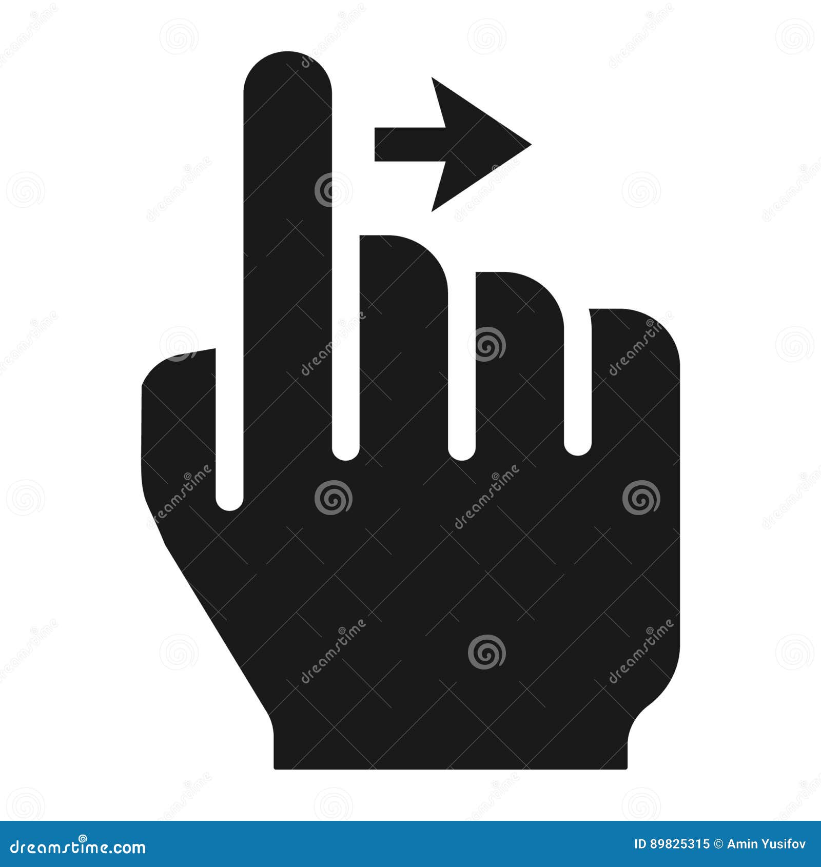 Swipe Right Icon Of 3 Types Color, Black And White, Outline. Isolated ...