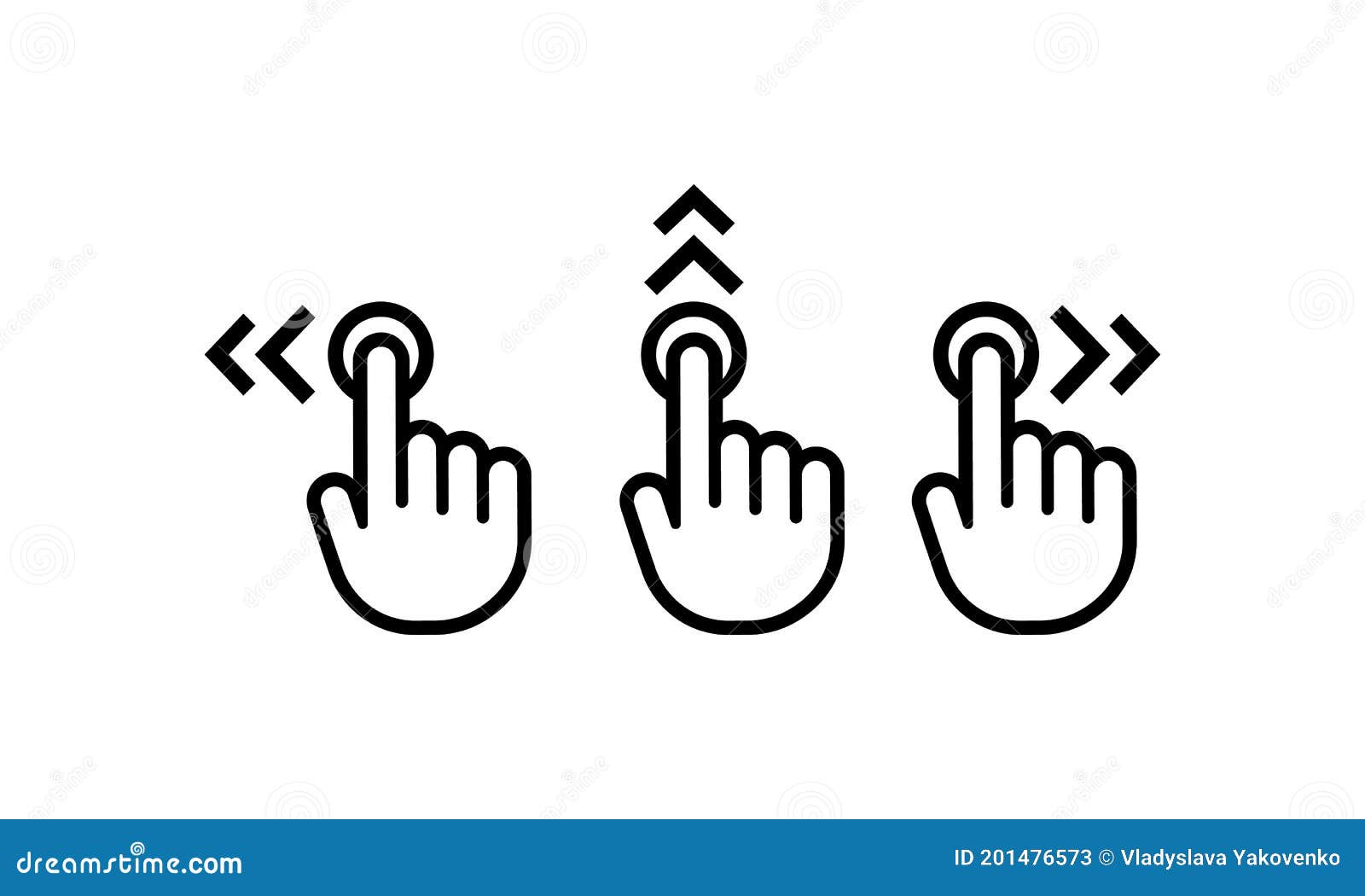 Swipe To Left Right Up Icon Set. Finger Touch Screen Gestures Stock ...