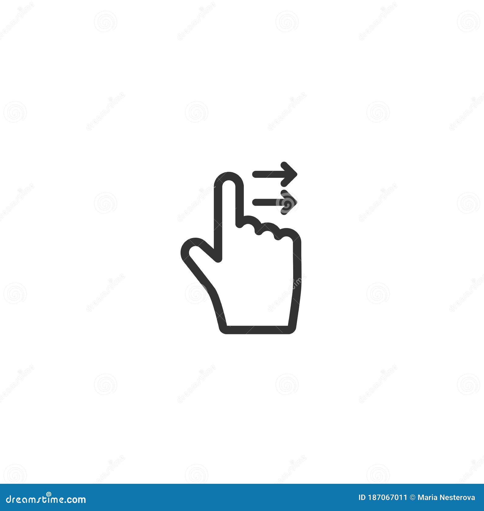 Swipe To Right Icon. Pointing Hand with Right Arrow Stock Illustration ...