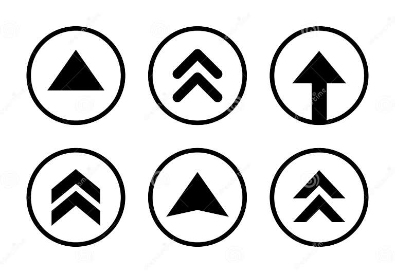 Swipe Up Arrow Button Icon Vector on Circle Line Stock Illustration ...