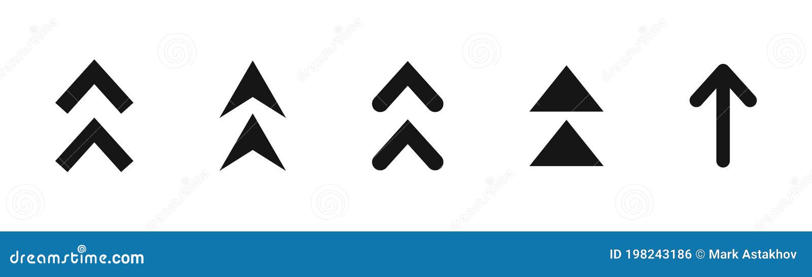 Swipe Up Arrow Icon Collection. Vector Scroll Arrow Set on White ...