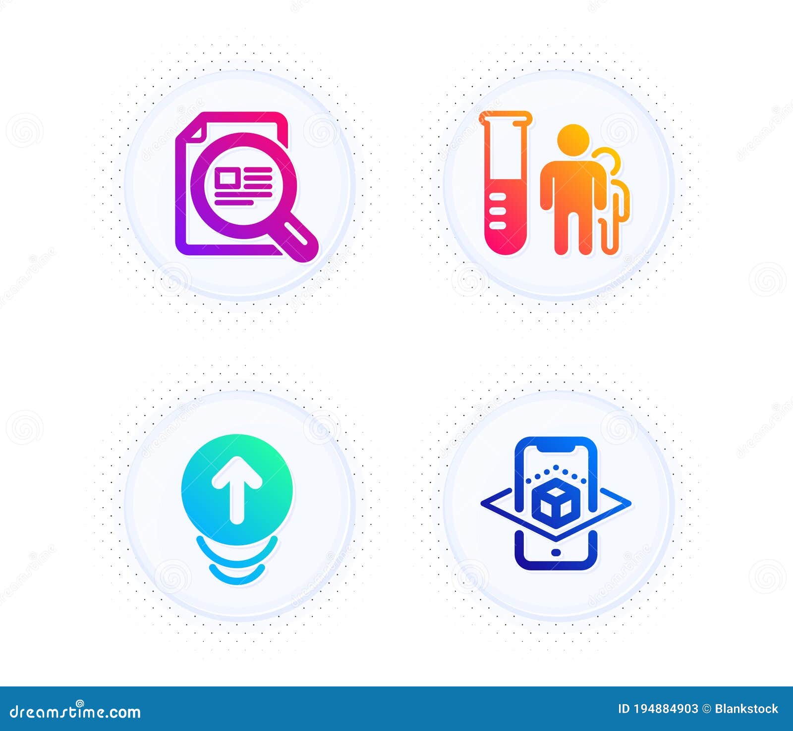 Swipe Up, Check Article and Medical Analyzes Icons Set. Augmented ...