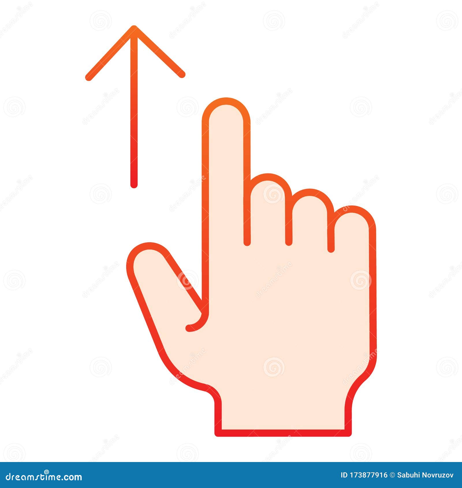 Swipe Up Flat Icon. Touch Screen Gestures Vector Illustration Isolated ...