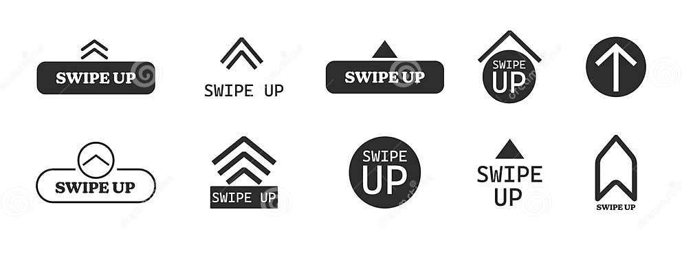 Swipe Up Slide Arrow Button Scroll Ui Icon Interface Simple Sign Set