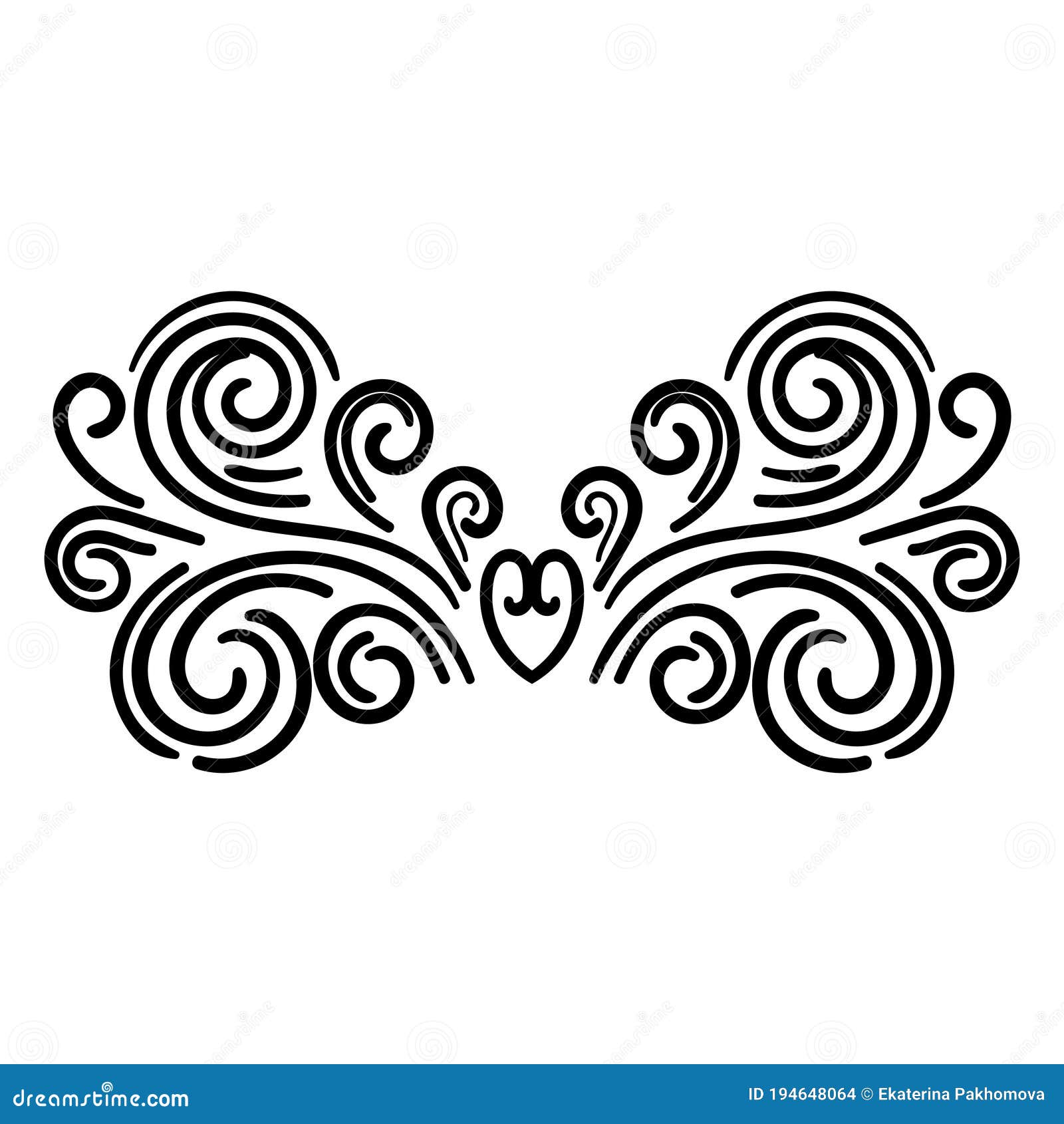 Black Abstract Curly Element for Design, Swirl, Curl. Stock Vector ...