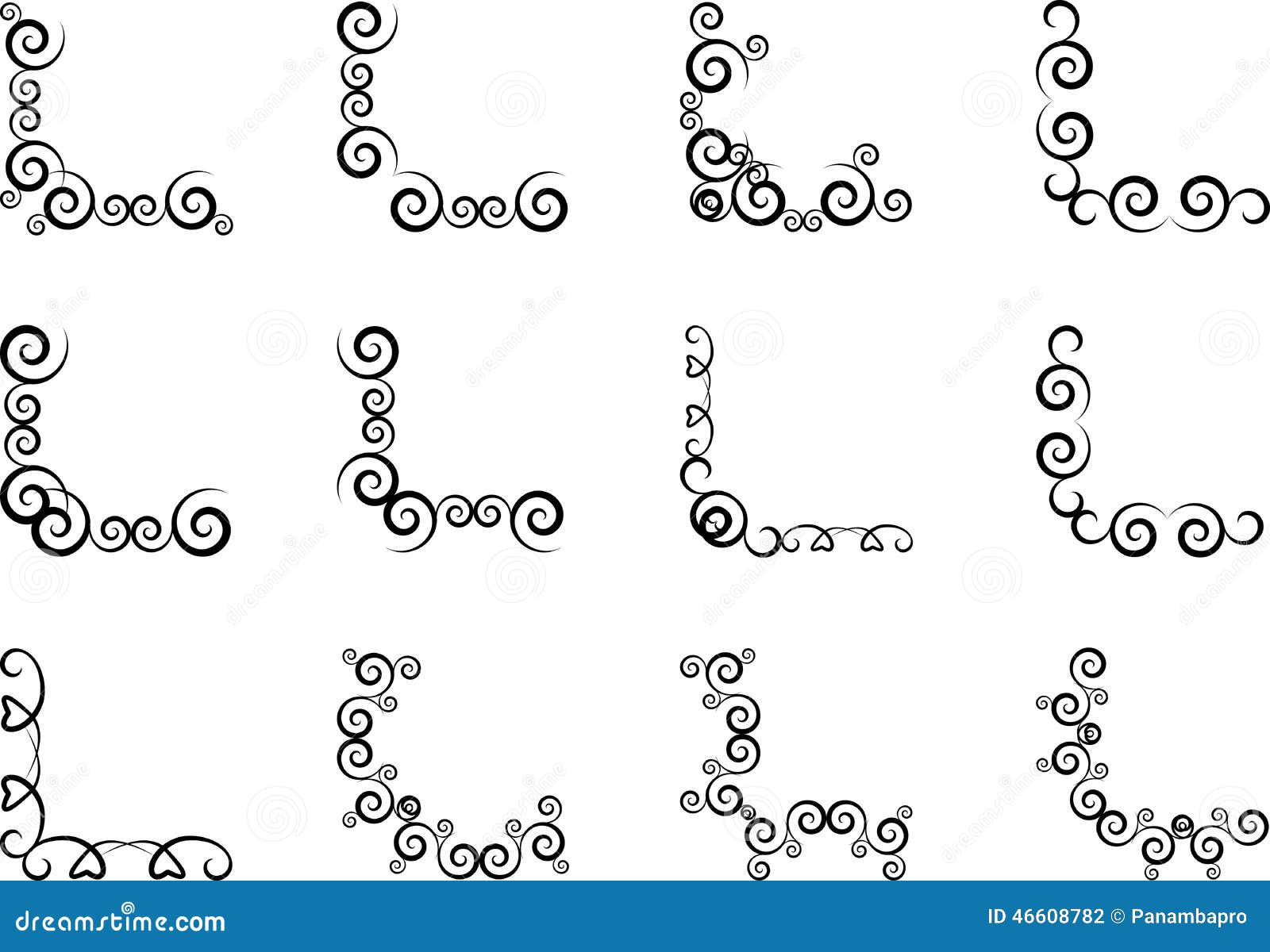 Swirl Corner Black Design Cartoon Vector | CartoonDealer.com #54976777