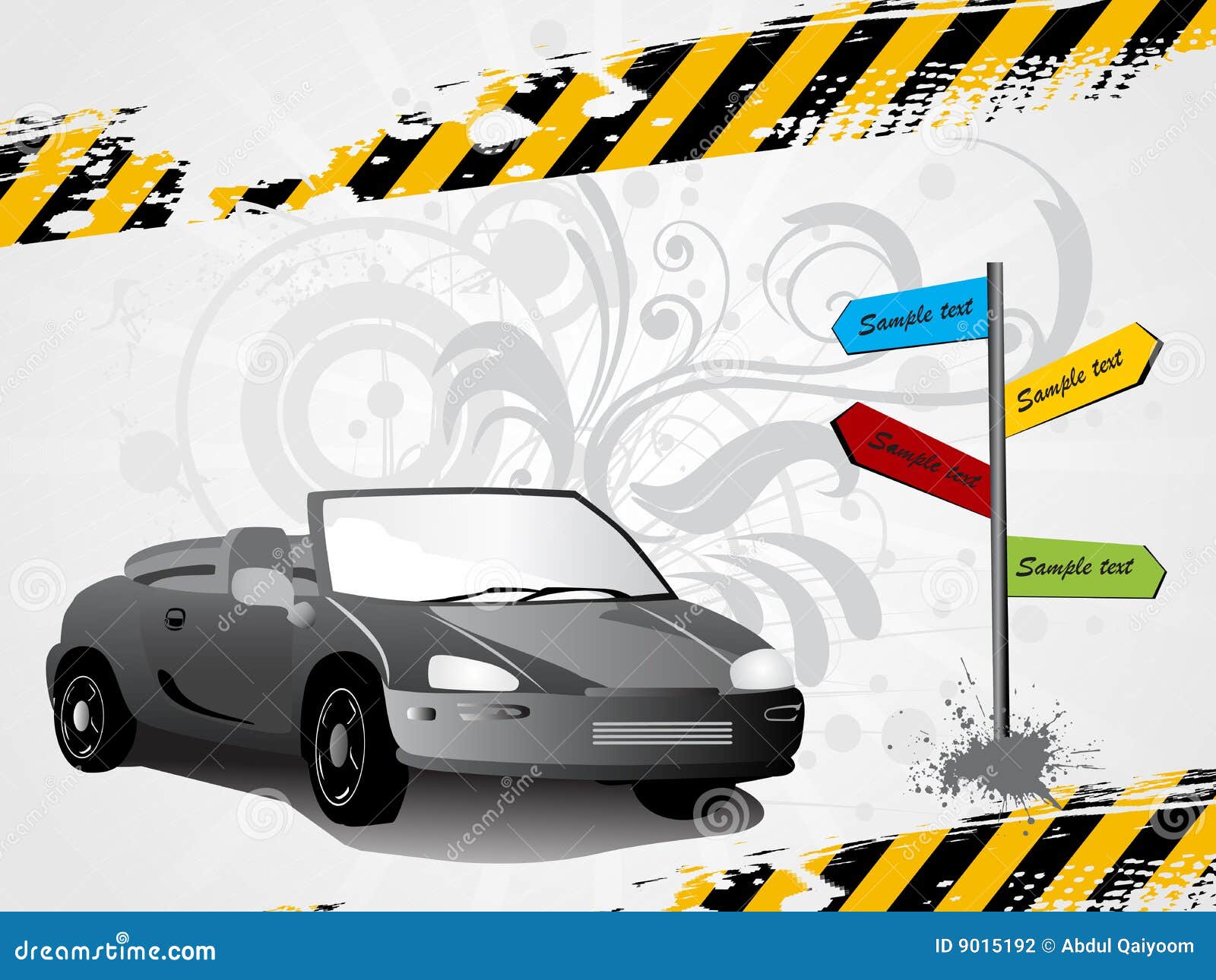 Swirl Design Funky Background with Road Sign Stock Vector ...