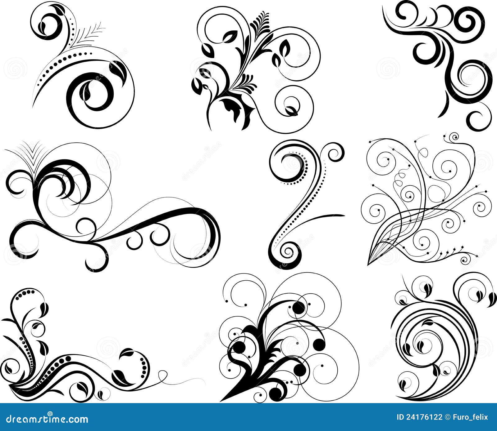 Swirl Floral Elements Stock Illustrations – 56,100 Swirl Floral ...