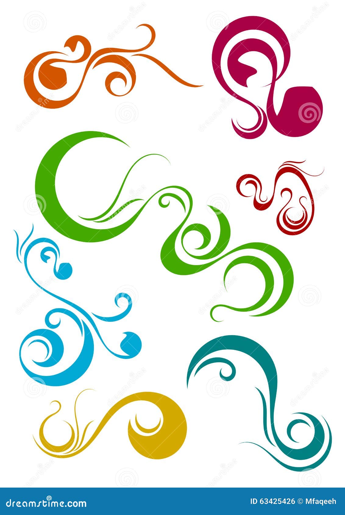 Colorful Swirl Elements Collection Set Stock Vector - Illustration of ...