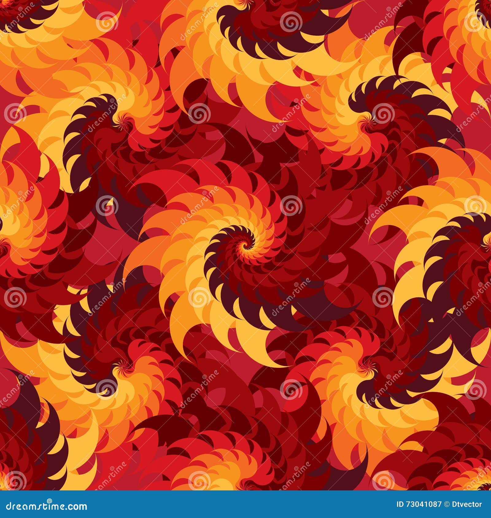 Swirl Fire Orange Curve Seamless Pattern Stock Vector - Illustration of ...