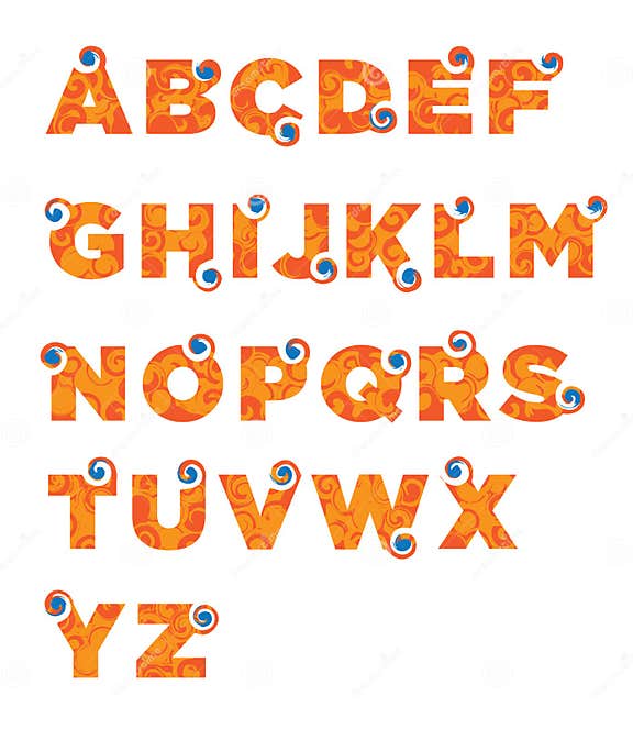 Swirl Font Letters Numbers Vector Set Alphabet Numeric Stock Vector ...