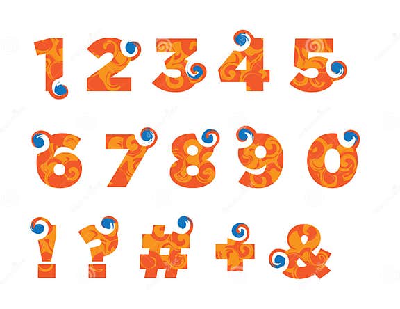 Swirl Font Letters Numbers Vector Set Alphabet Numeric Stock Vector - Illustration of number ...
