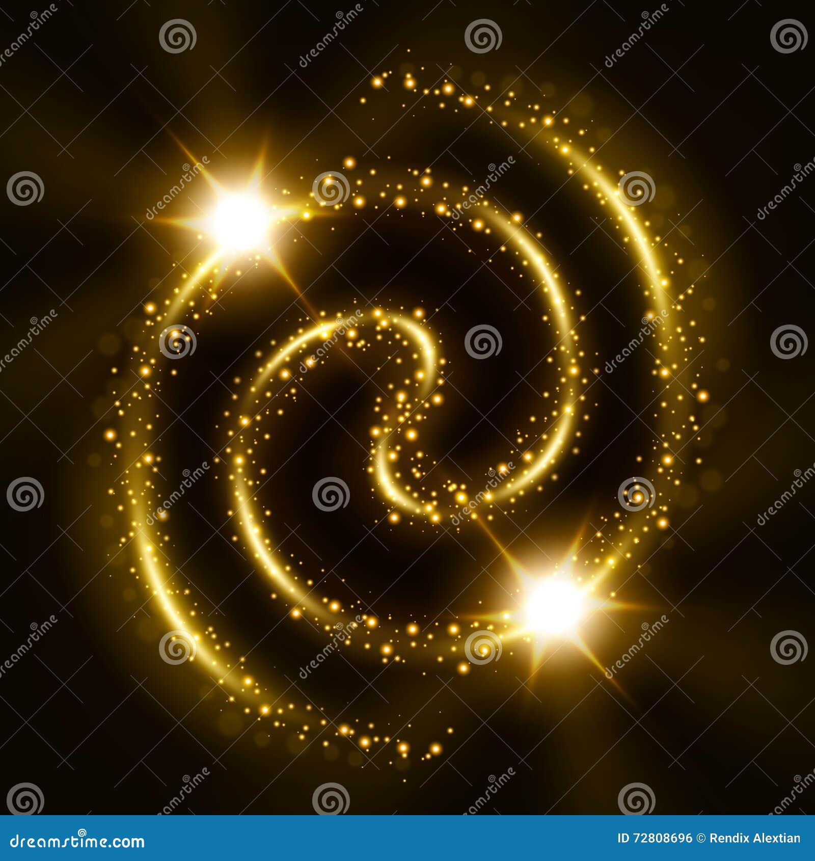 Swirl Gold Shiny Frame with Light Bursts Stock Vector - Illustration of ...