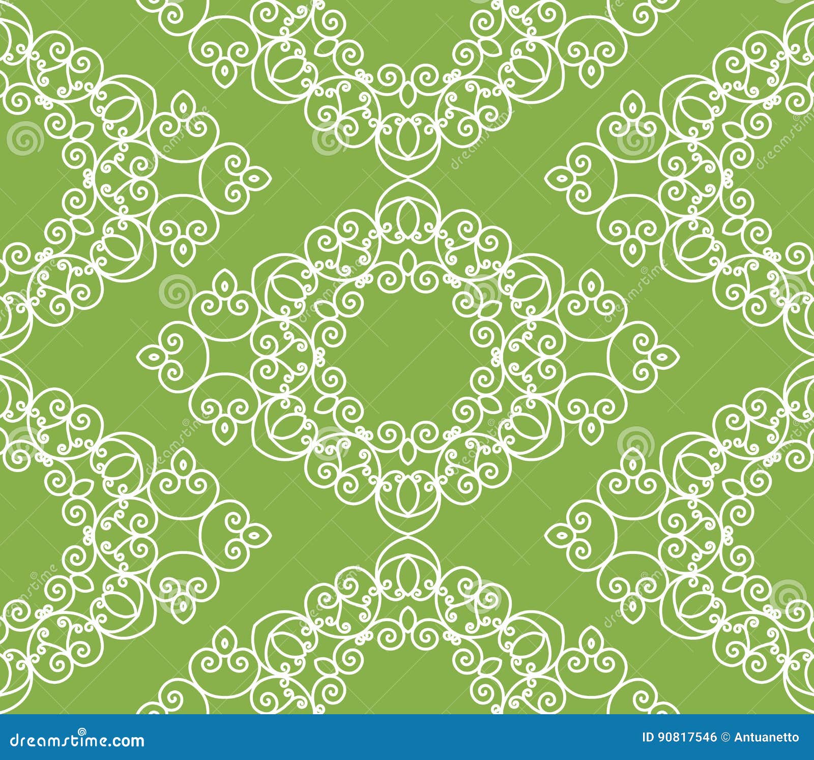 Swirl Greenery Seamless Pattern Background Stock Vector - Illustration ...