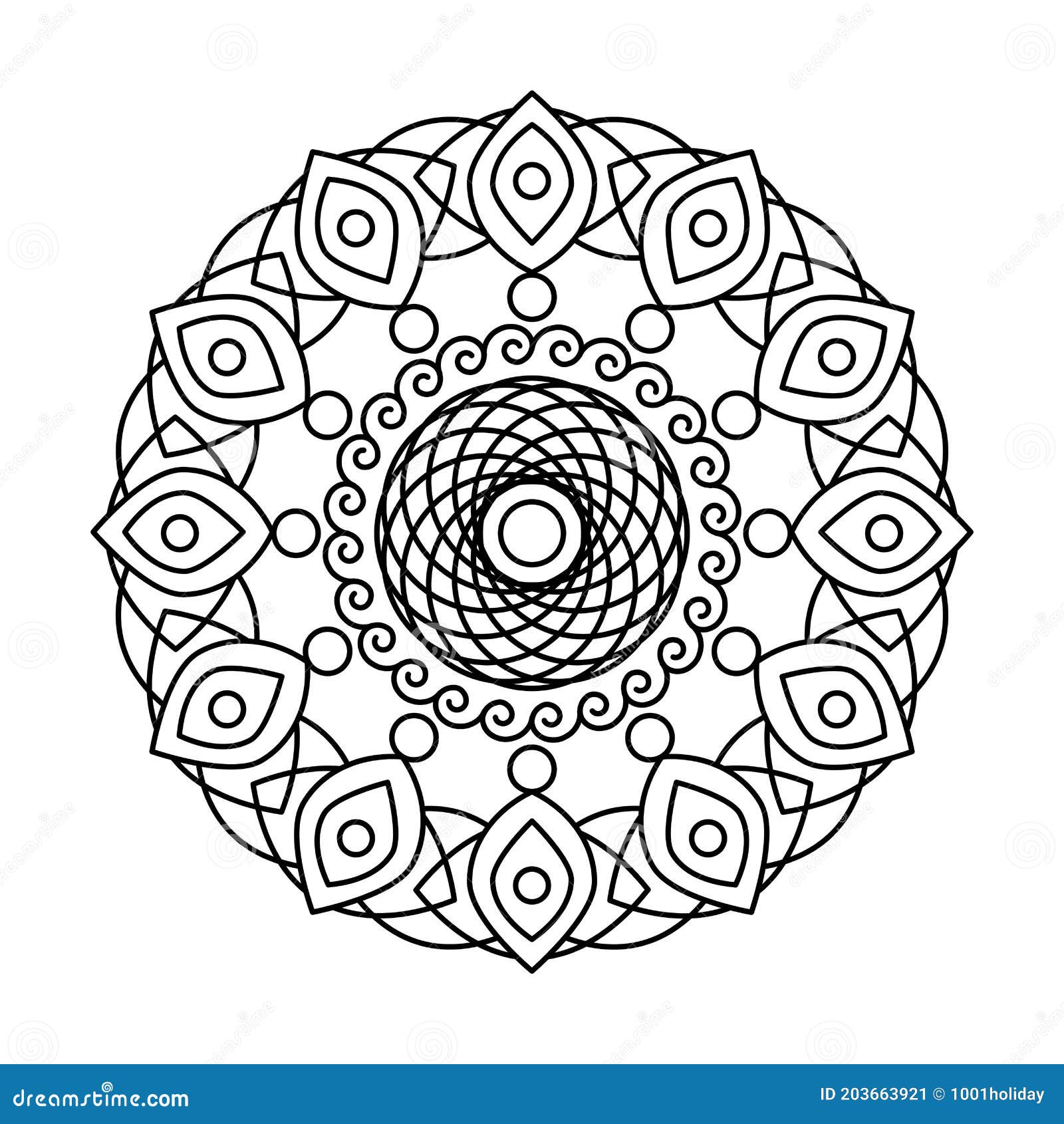 Swirl Infinity Circle Vector Mandala Coloring Book Stock Vector ...