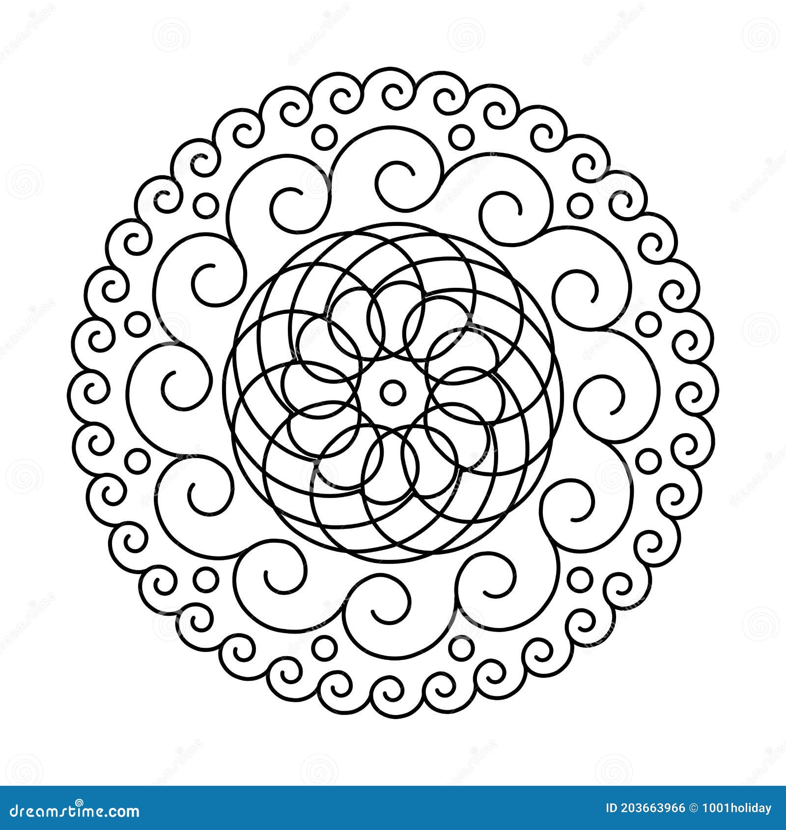 Swirl Infinity Circle Vector Mandala Coloring Book Stock Vector ...