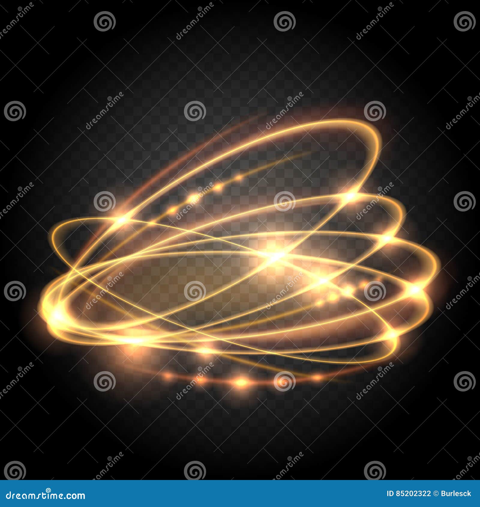 Swirl Lighted Lines Abstract Effects. Vector Gold Circle Light Glitz ...