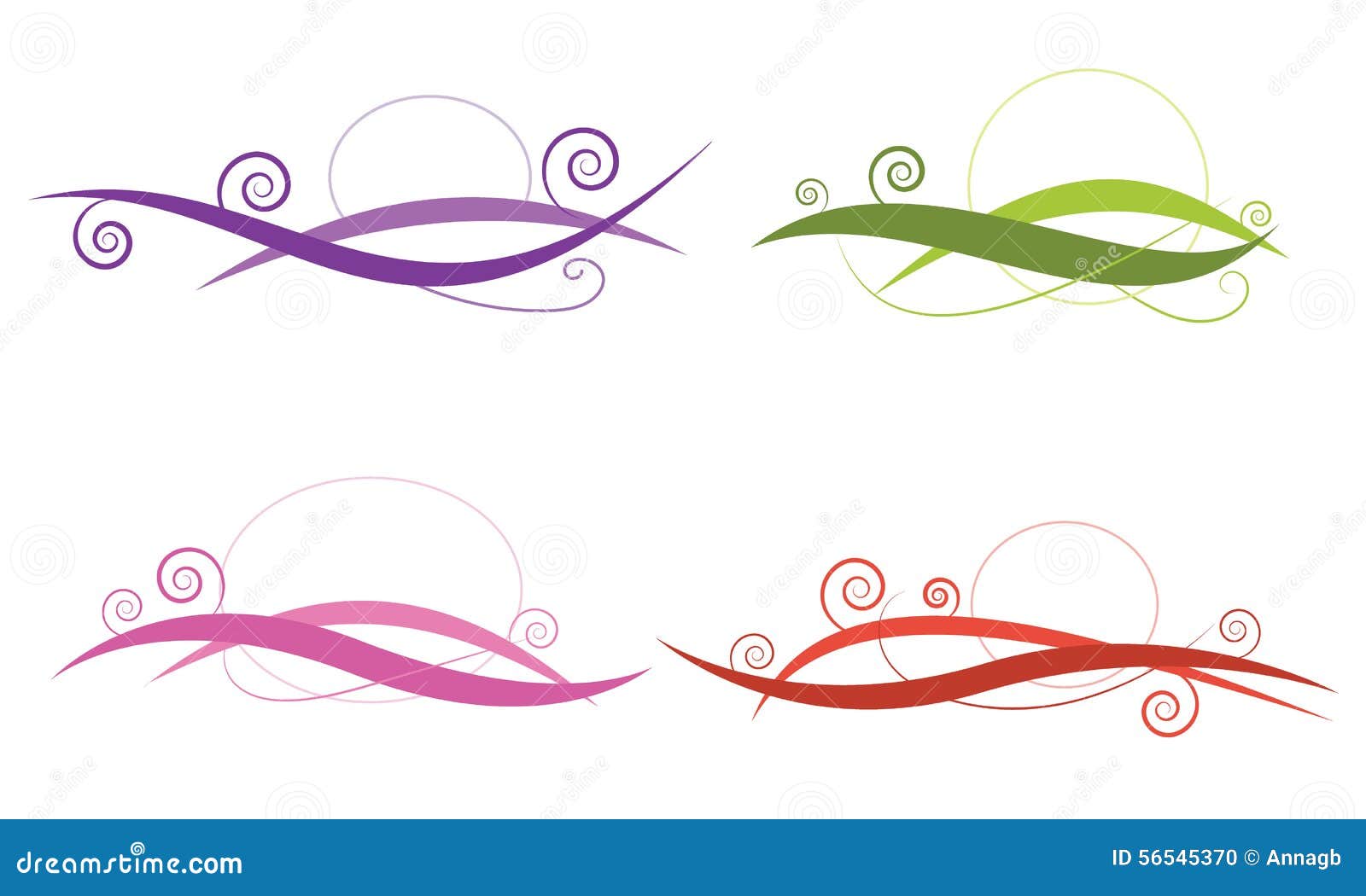 Swirl Line Abstract Four Style Color Set Vector for Element , De Stock ...