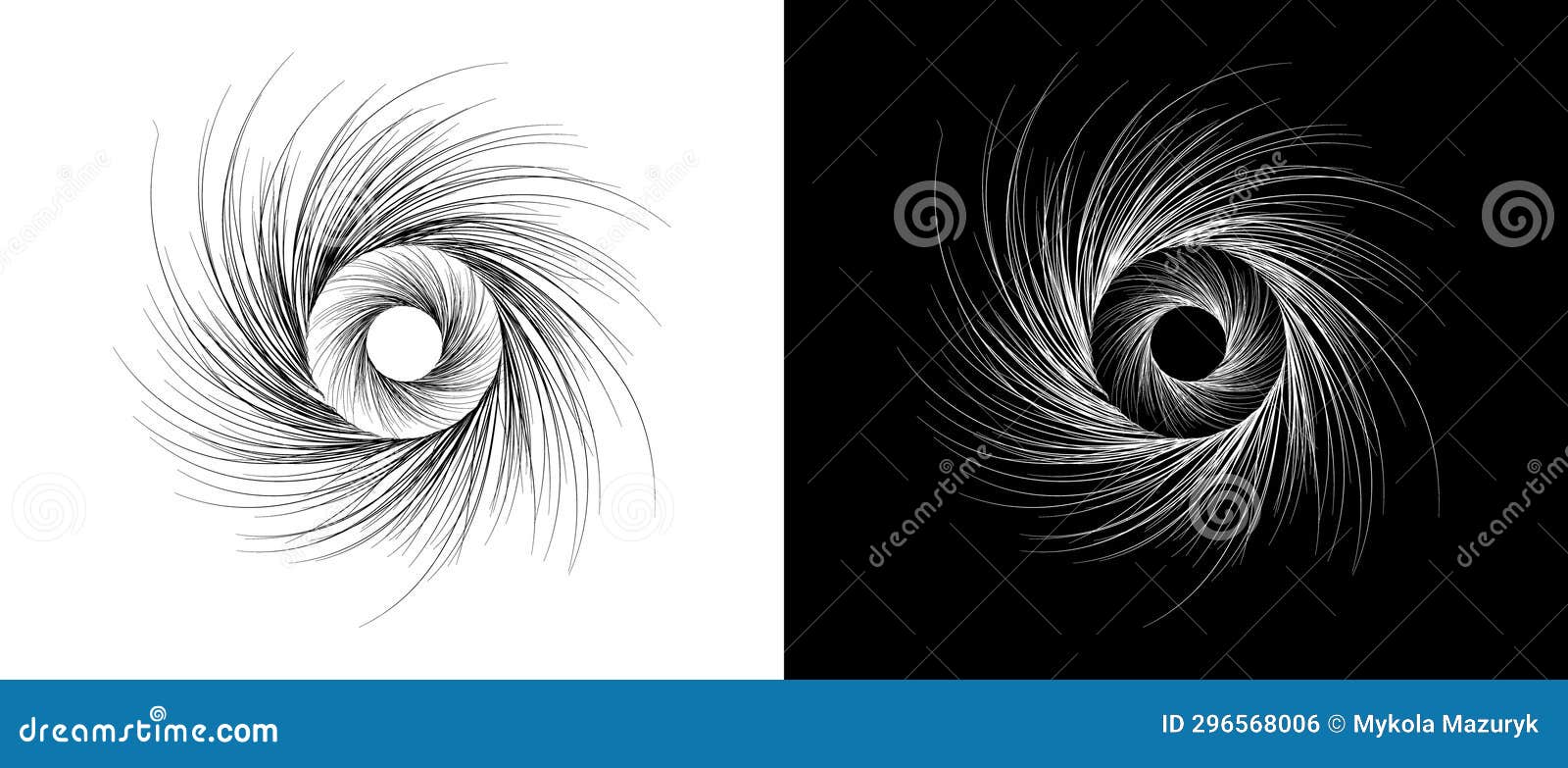 Swirl Lines in Spiral. a Black Figure on a White Background and an ...