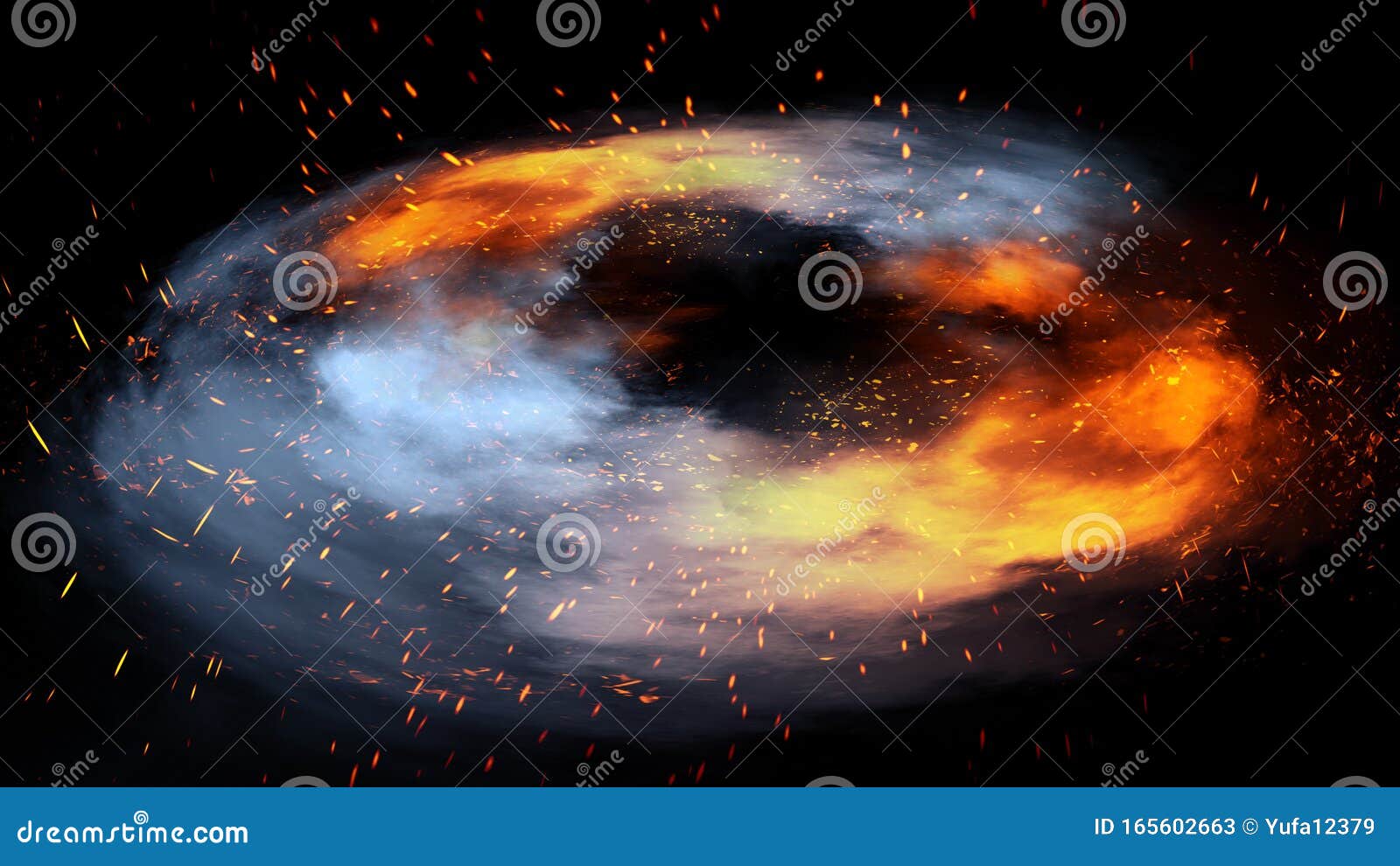 Swirl Moltion Smoke with Fire Particles. Explosion Atmosphere Sparkle ...