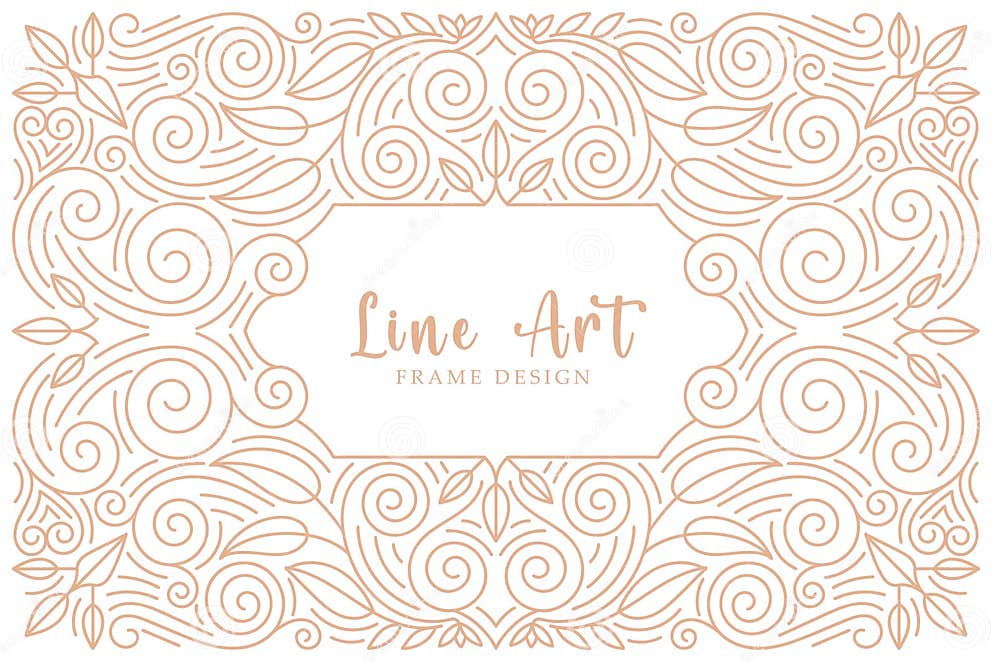 Swirl Pattern Border Frame Vector Design. with Elegant Vintage Botanical Elements Stock ...