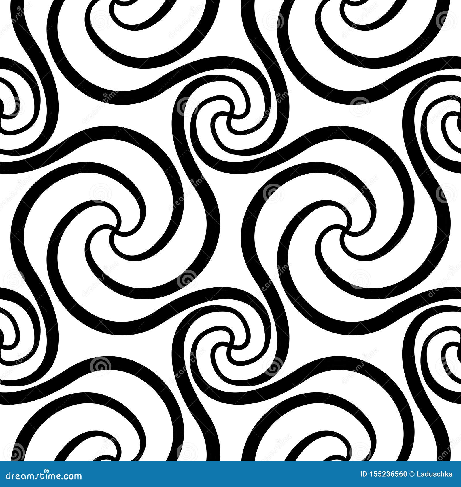 Swirl Seamless Pattern. Abstract Illusion Background. Black And White ...