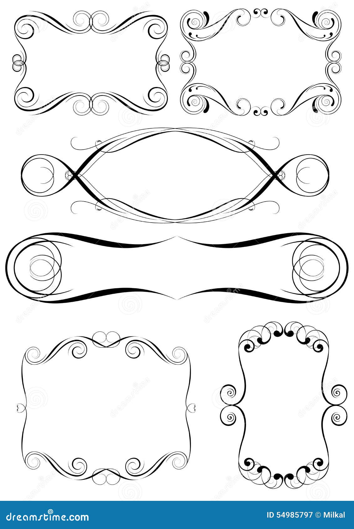 Swirl set of frame design stock vector. Illustration of flower - 54985797