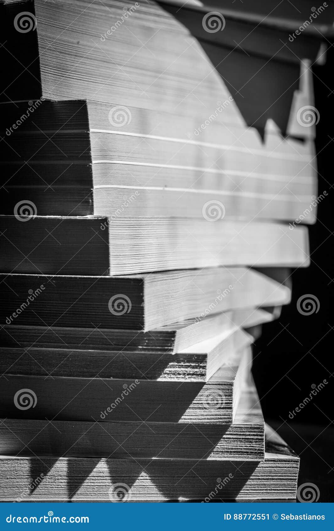 Swirl of Stacked Books in Black and White Stock Image - Image of ...
