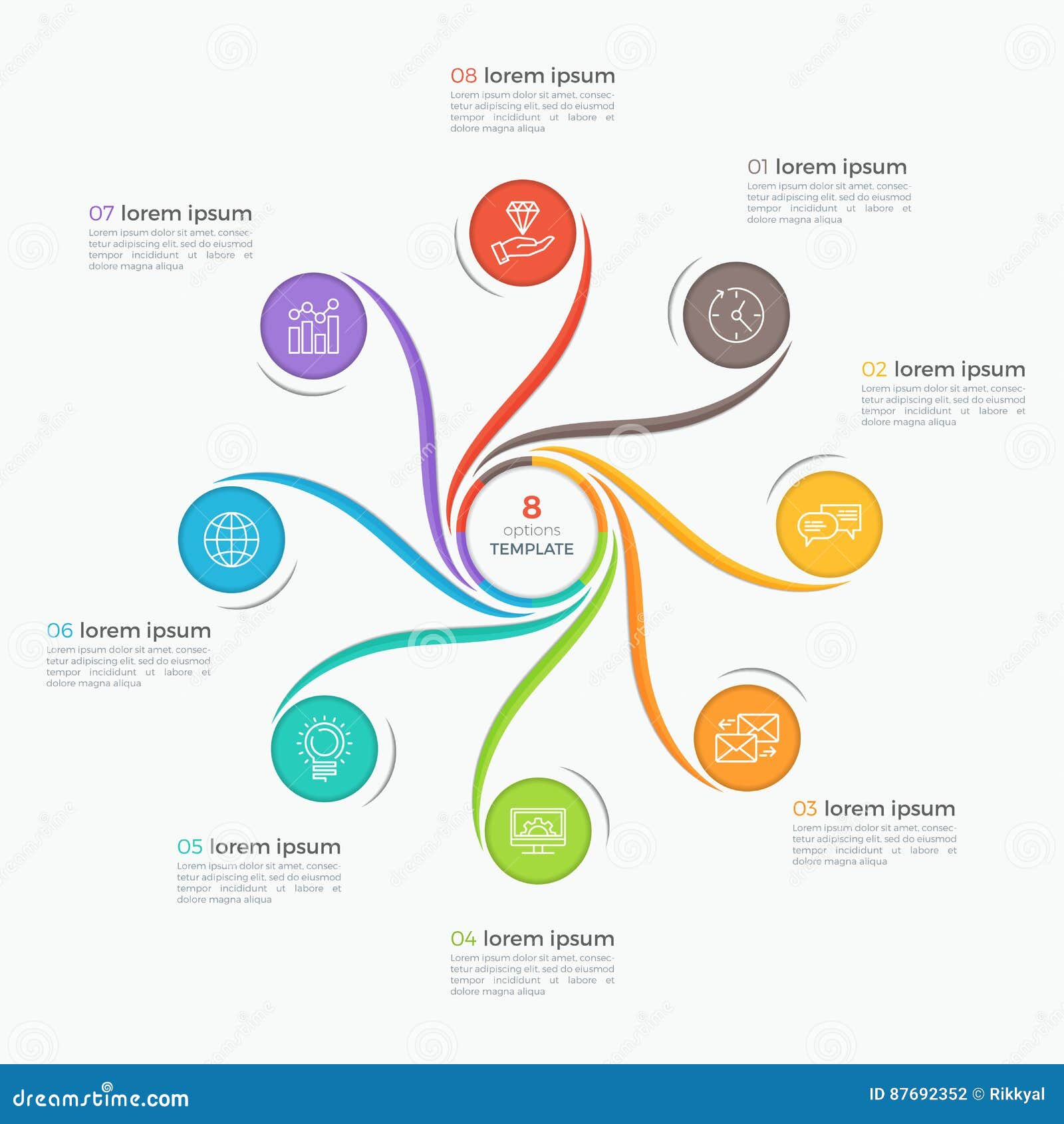 Swirl Style Infographic Template with 8 Options Stock Vector ...