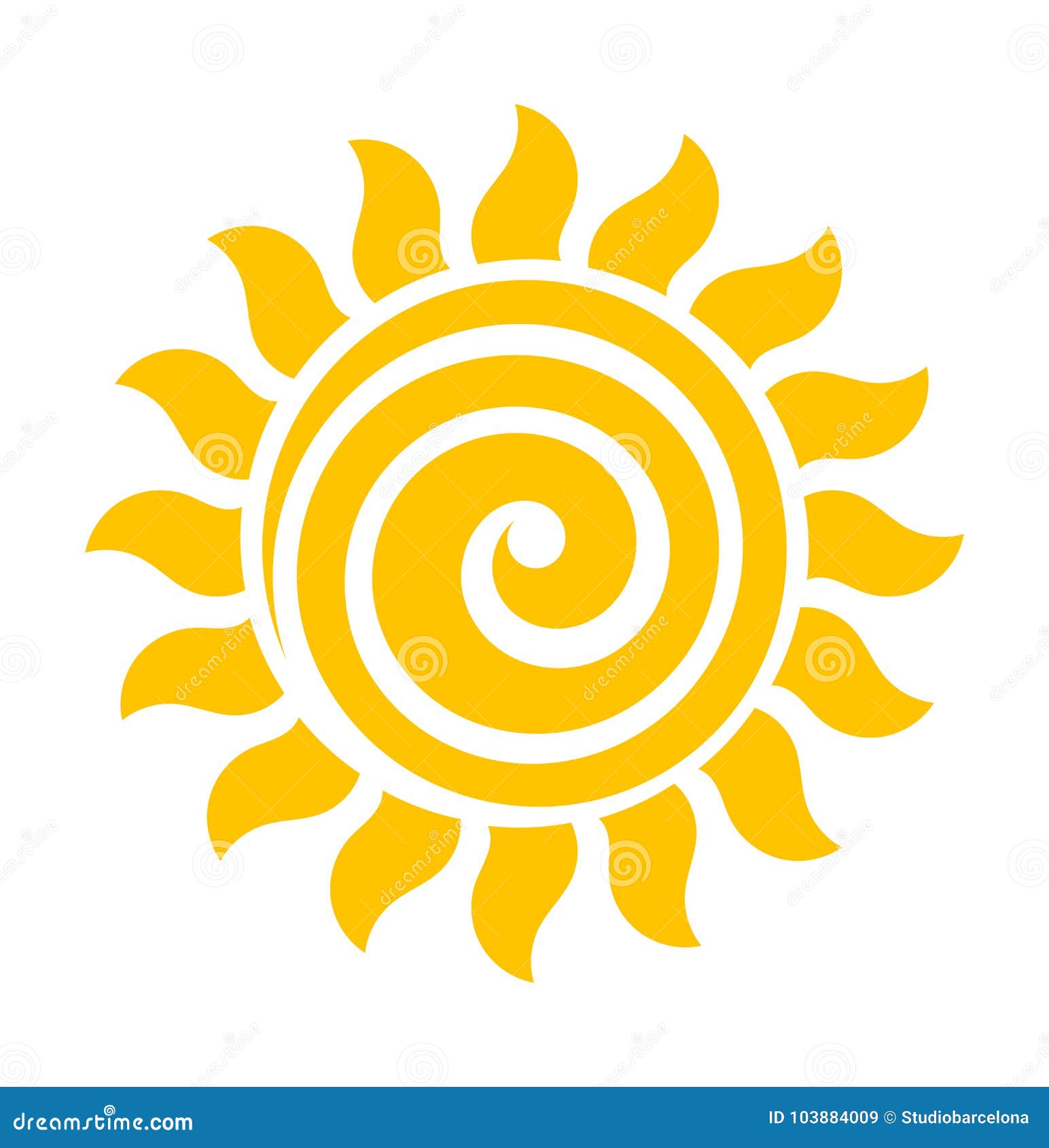 Swirl sun icon vector stock vector. Illustration of summer - 103884009