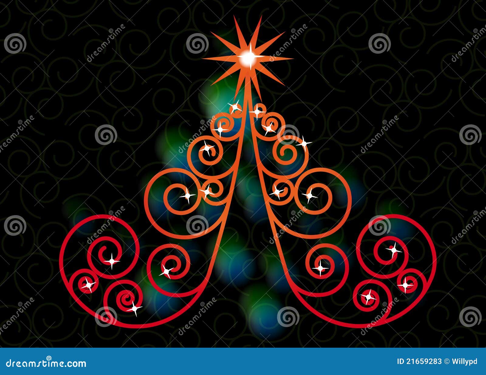 Swirl tree christmas stock vector. Illustration of decoration - 21659283