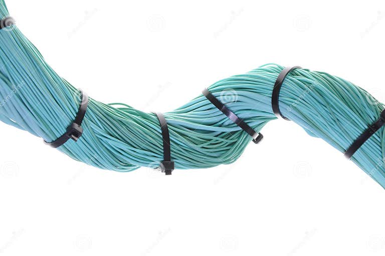 Swirl of Turquoise Beam Cable with Cable Ties Stock Photo - Image of ...