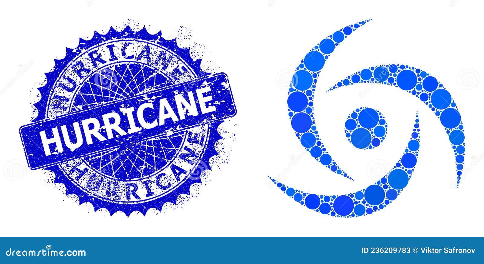 Vector Swirl Collage of Dots and Textured Hurricane Stamp Stock Vector ...