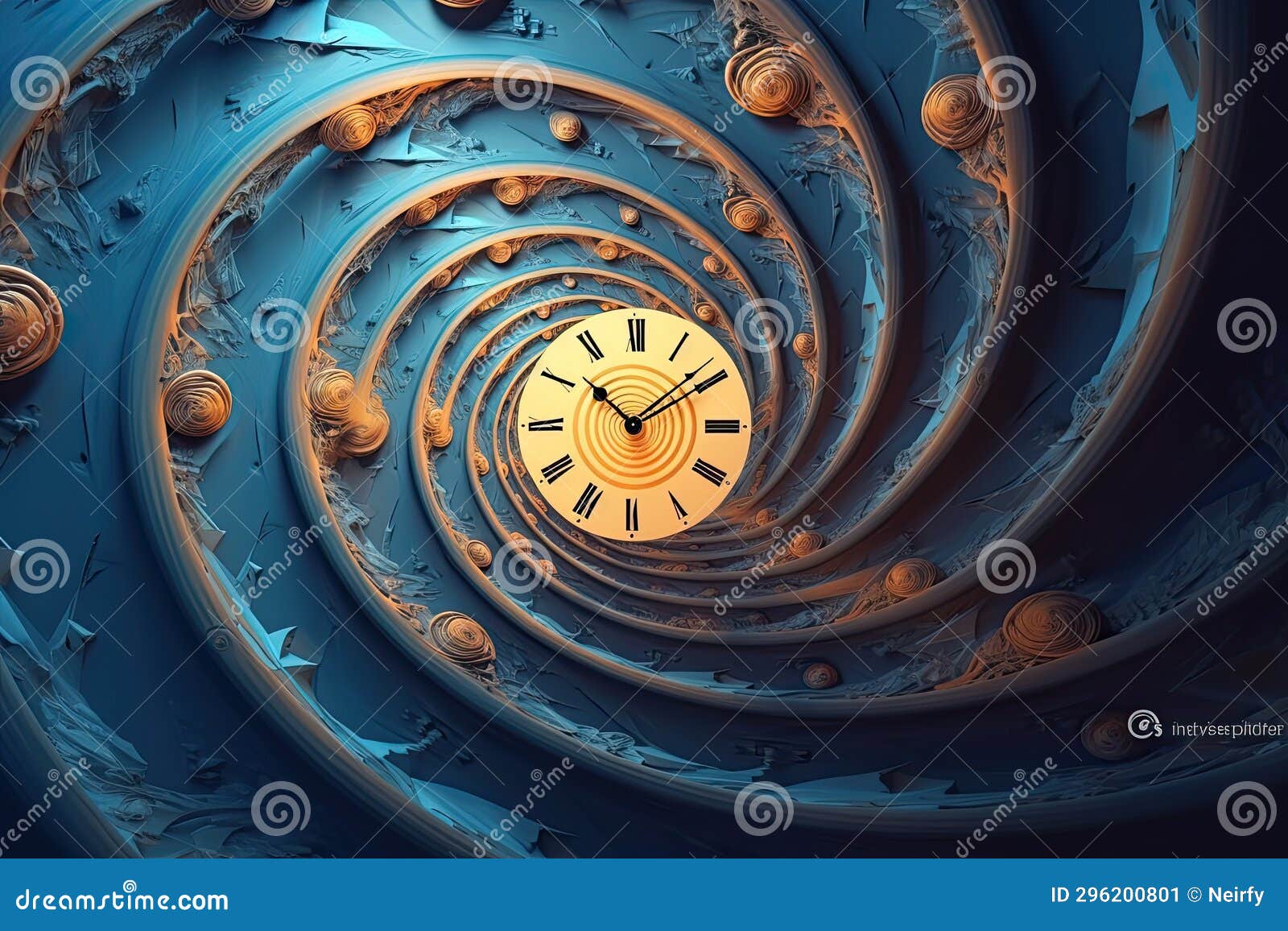 Swirled surreal clock stock image. Image of modern, shape - 296200801