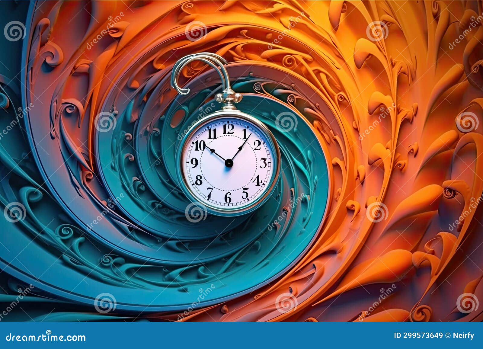 Swirled surreal clock stock image. Image of countdown - 299573649