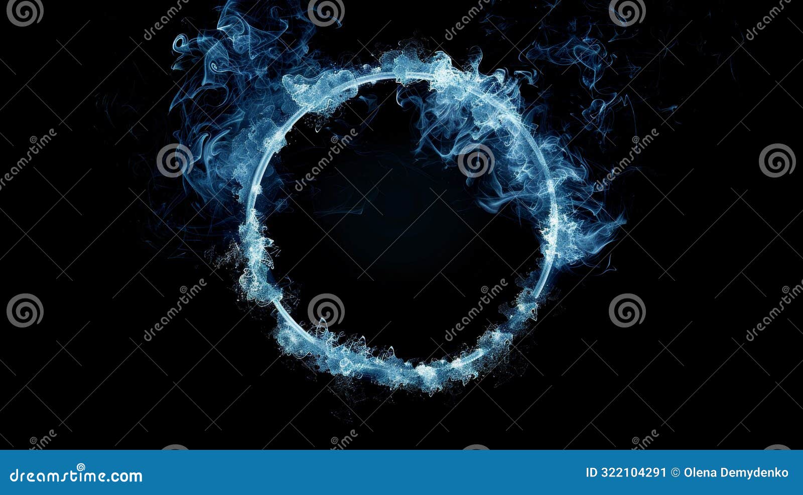 A Swirling, Abstract Blue Smoke Circle Against a Black Background Stock ...