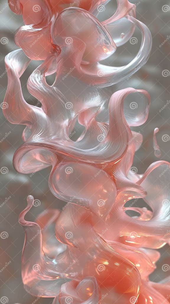 A Swirling Blend of Translucent Pink and Clear Forms, Evoking Fluidity ...